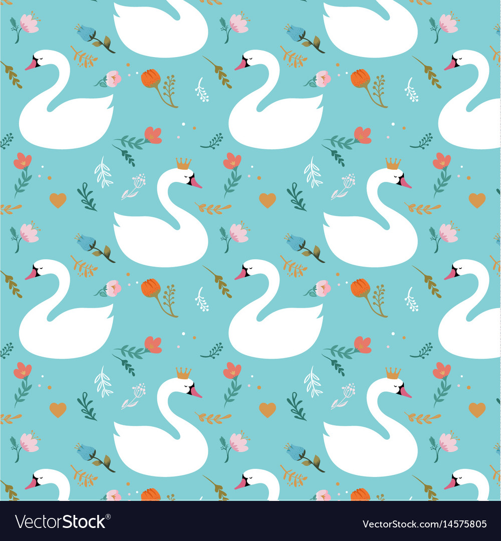 Seamless swan pattern Royalty Free Vector Image