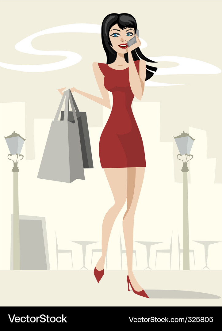 Shopping girl Royalty Free Vector Image - VectorStock