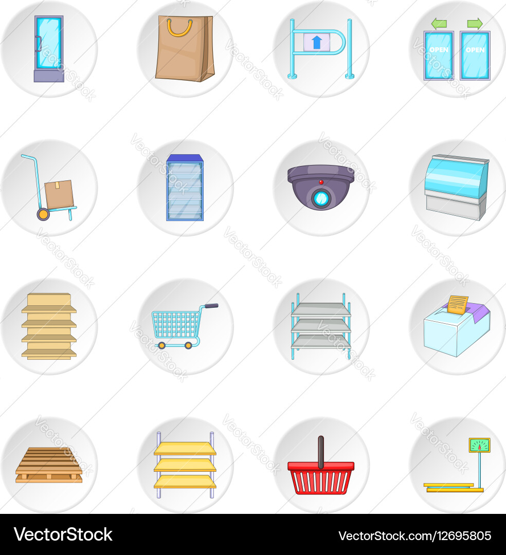 Supermarket icons set Royalty Free Vector Image