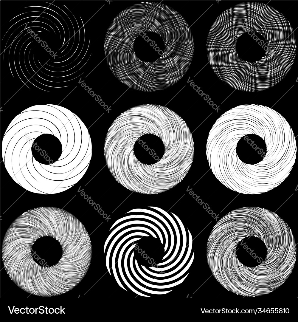 Circular spiral swirl twirl design element Vector Image
