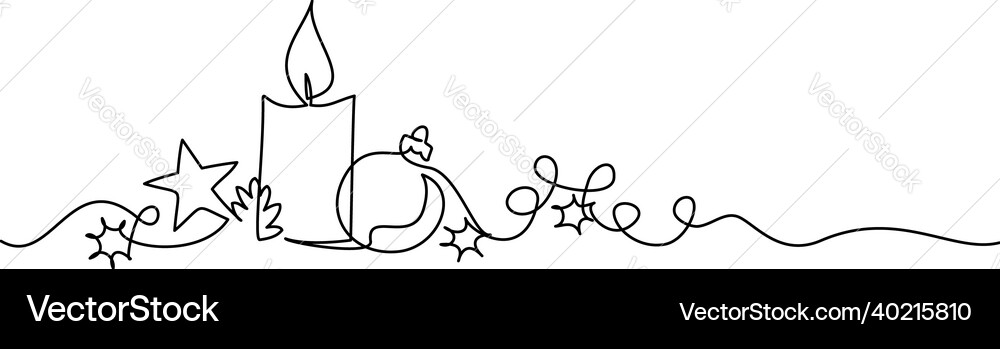 Merry christmas decoration continuous one line Vector Image
