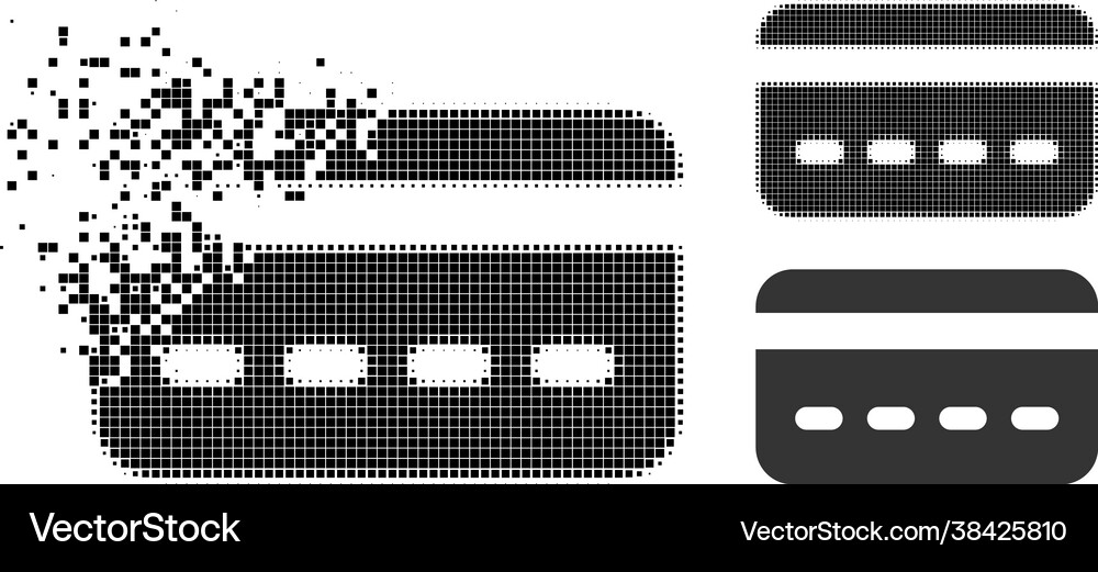 Moving pixel credit card glyph with halftone Vector Image