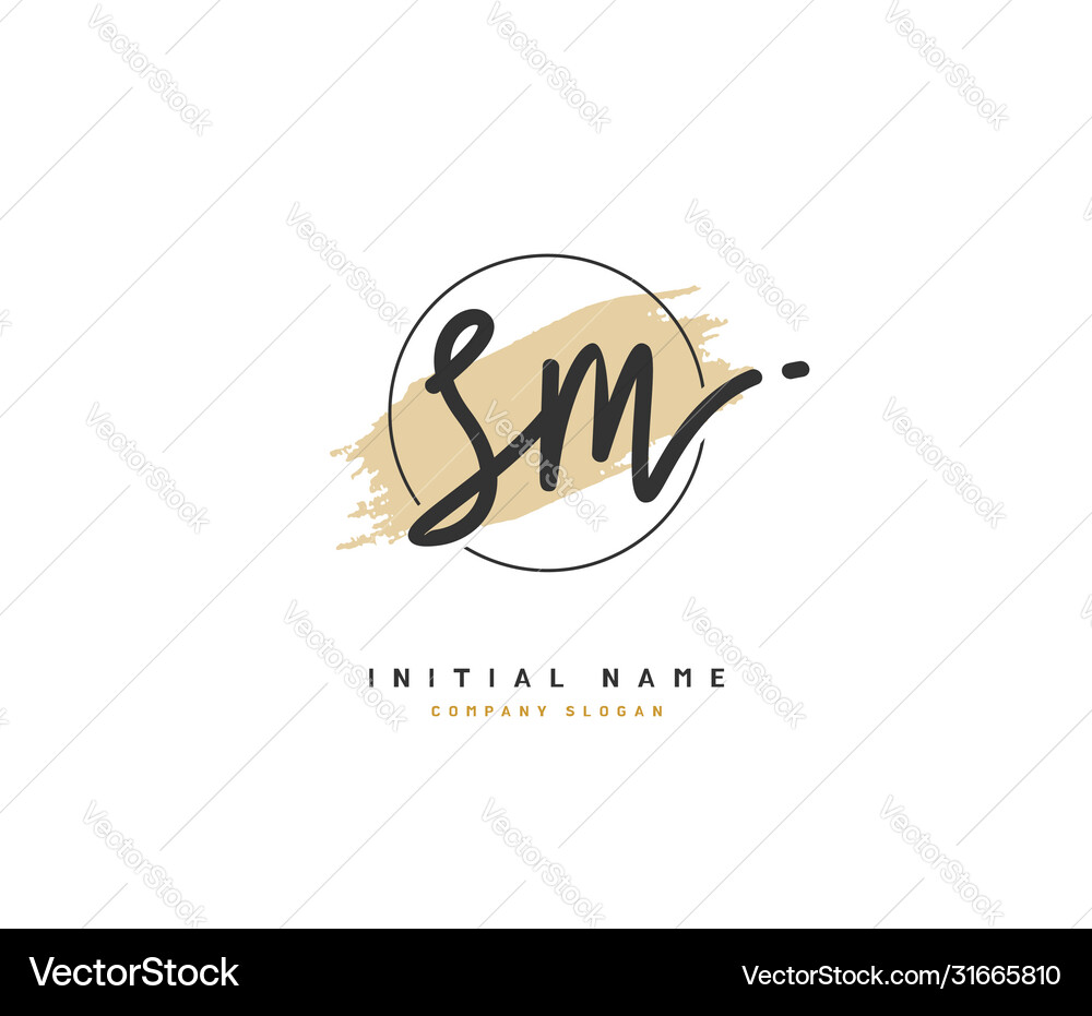 S m sm beauty initial logo handwriting Royalty Free Vector