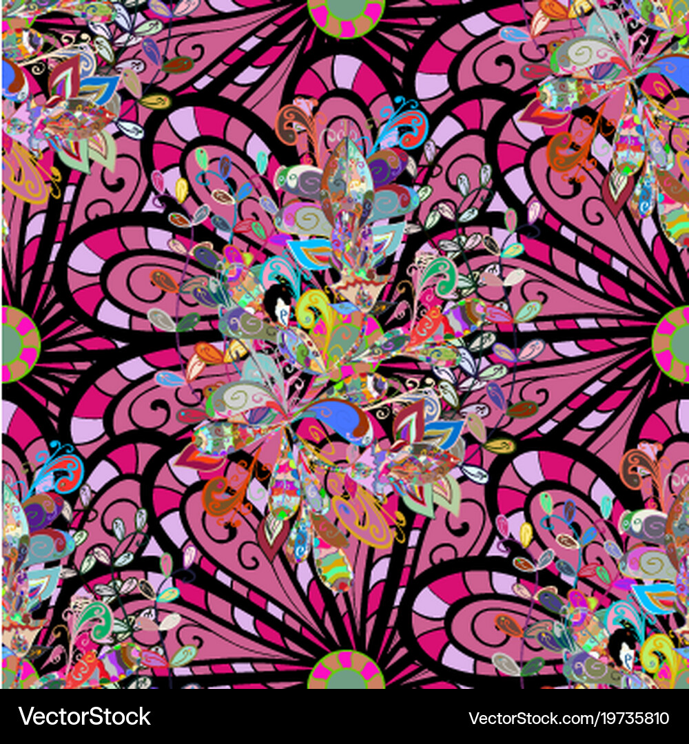 Seamless pattern with floral ornament flowers Vector Image