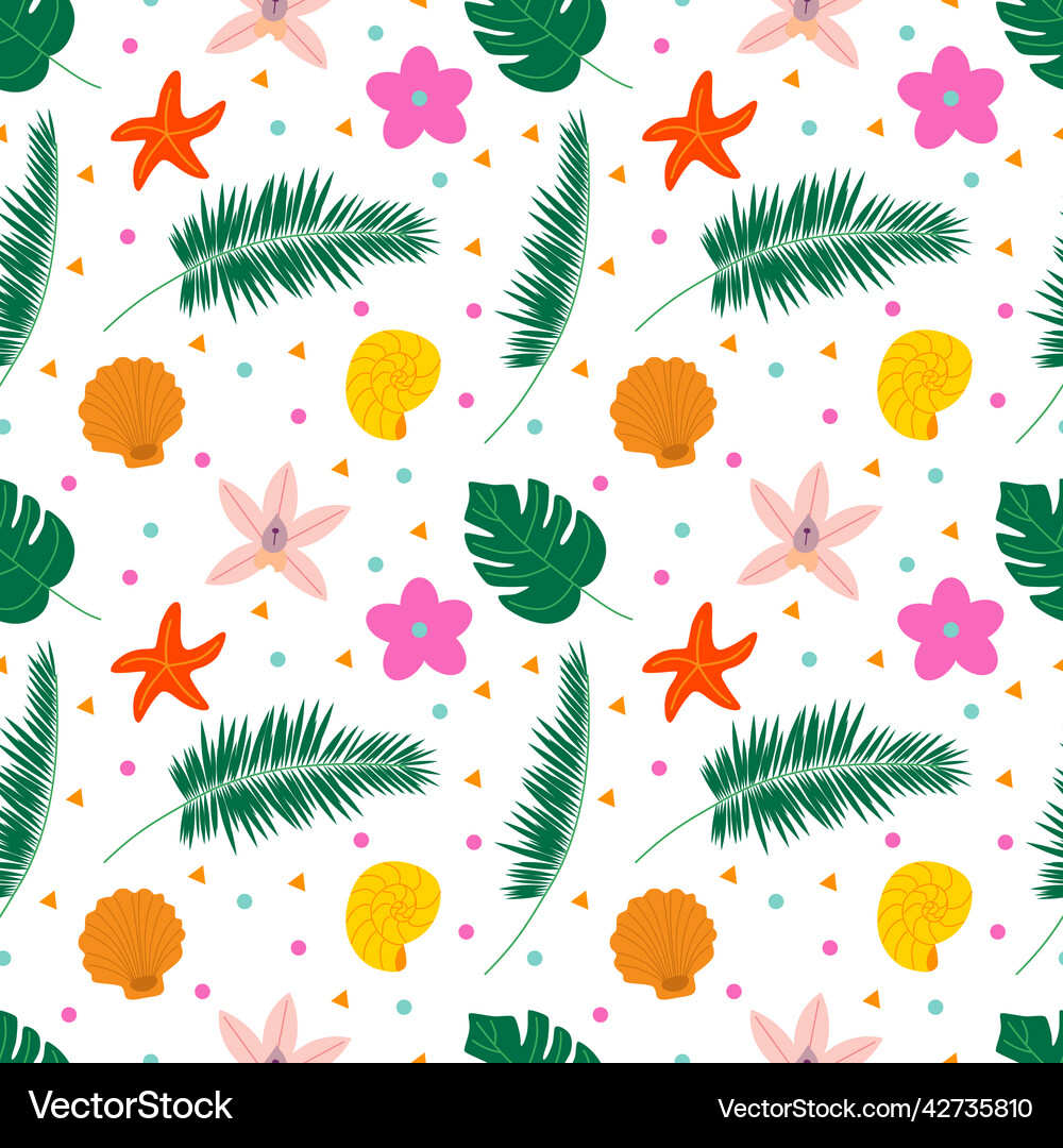 Seamless summer pattern with tropical flowers Vector Image