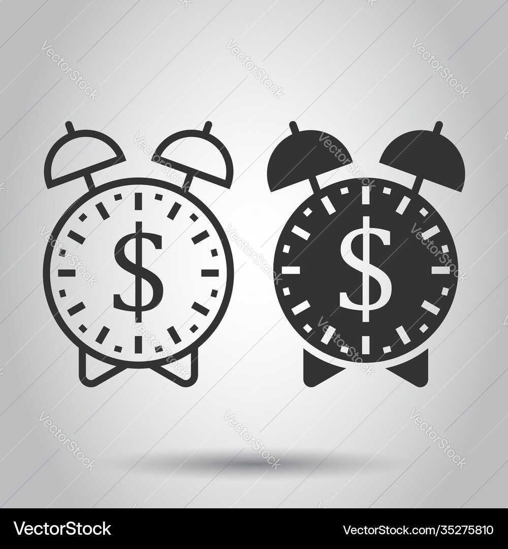 Time is money icon in flat style clock Royalty Free Vector