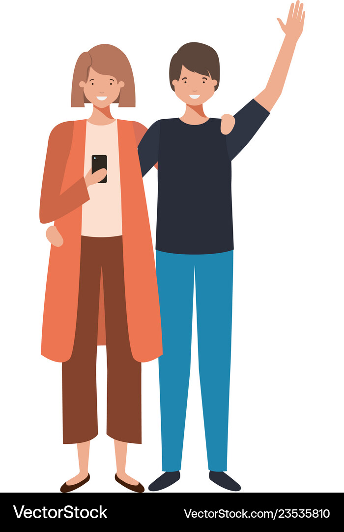 Young couple avatar character Royalty Free Vector Image