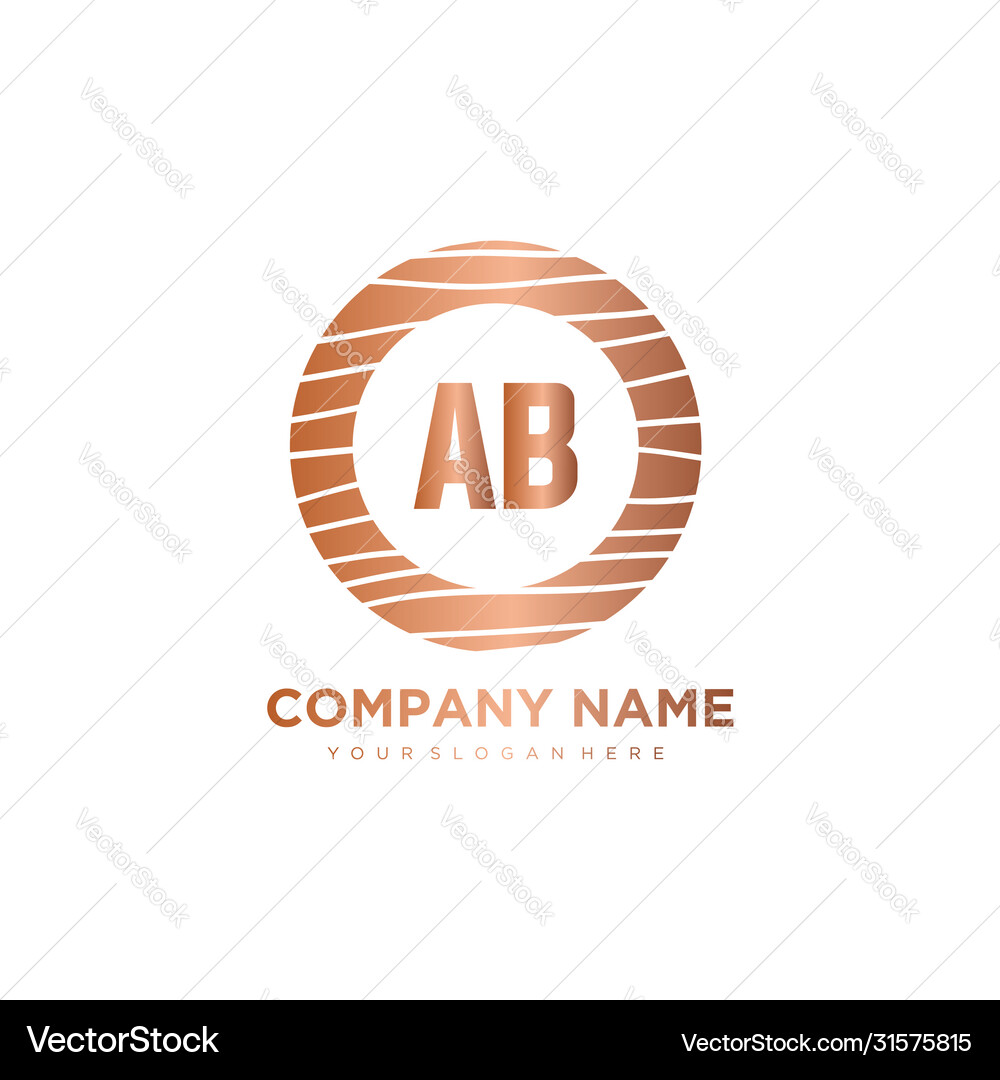 Ab initial letter circle wood logo template Vector Image