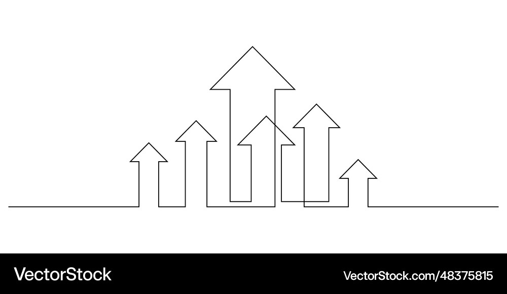 Arrows up direction one line growth successful Vector Image