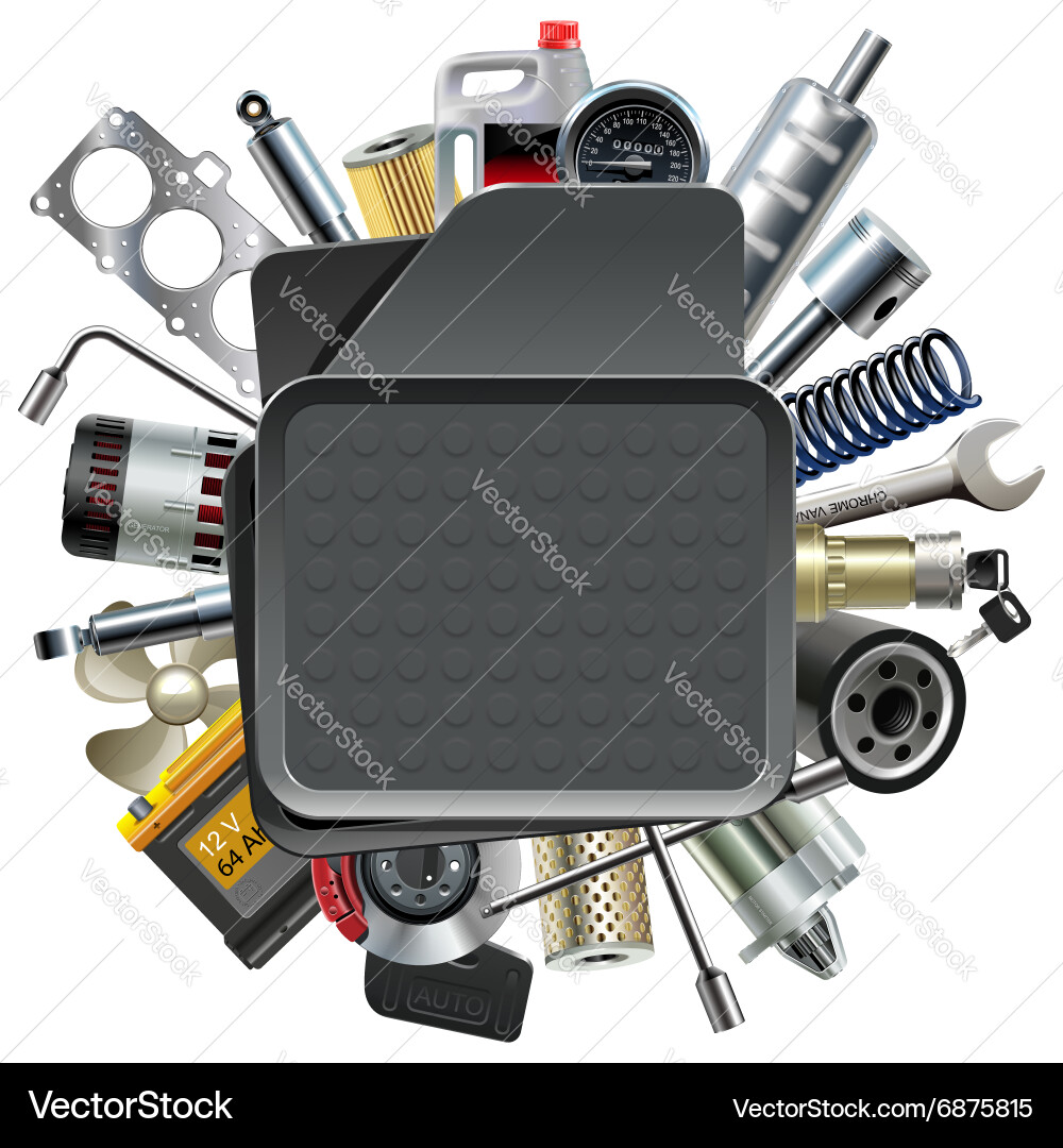 Car Mat with Car Spares Royalty Free Vector Image