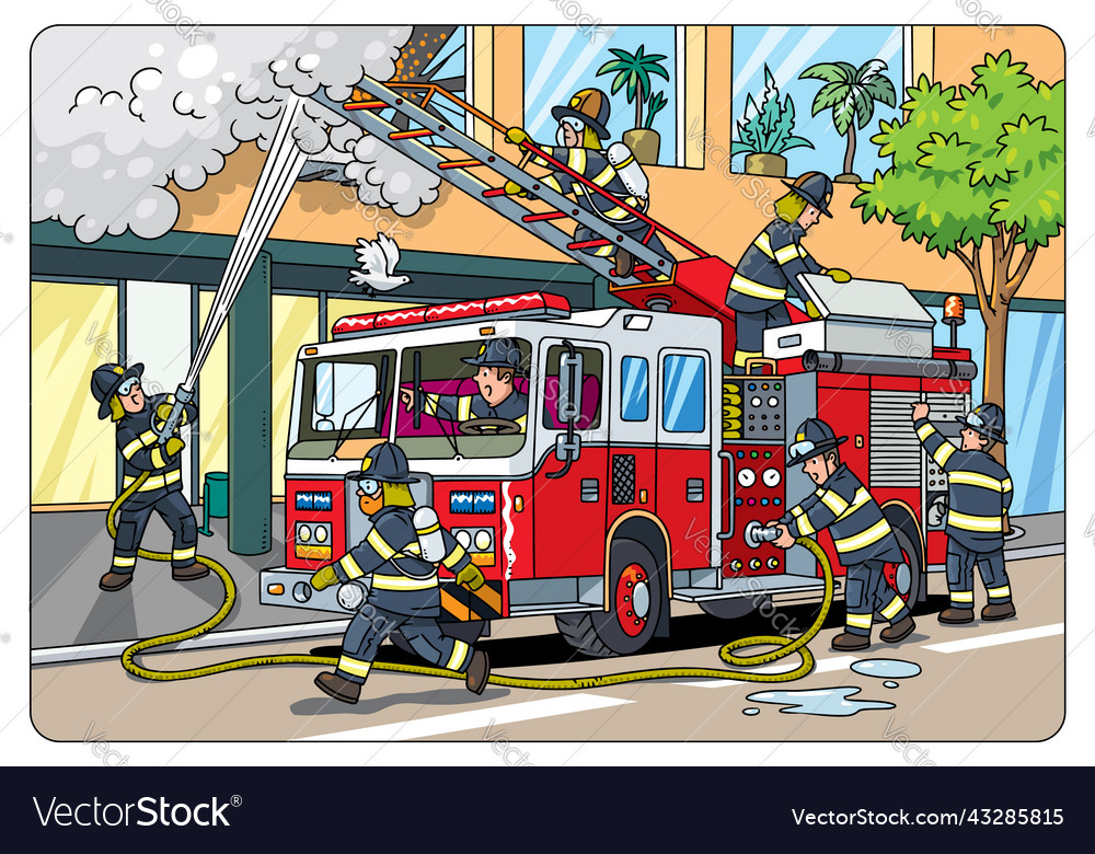 Fire Truck And Fireman Graphics