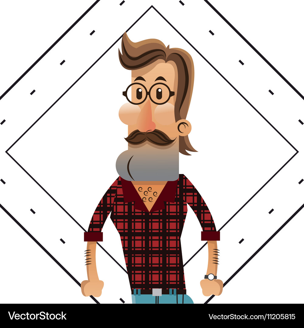 Hipster man cartoon design Royalty Free Vector Image