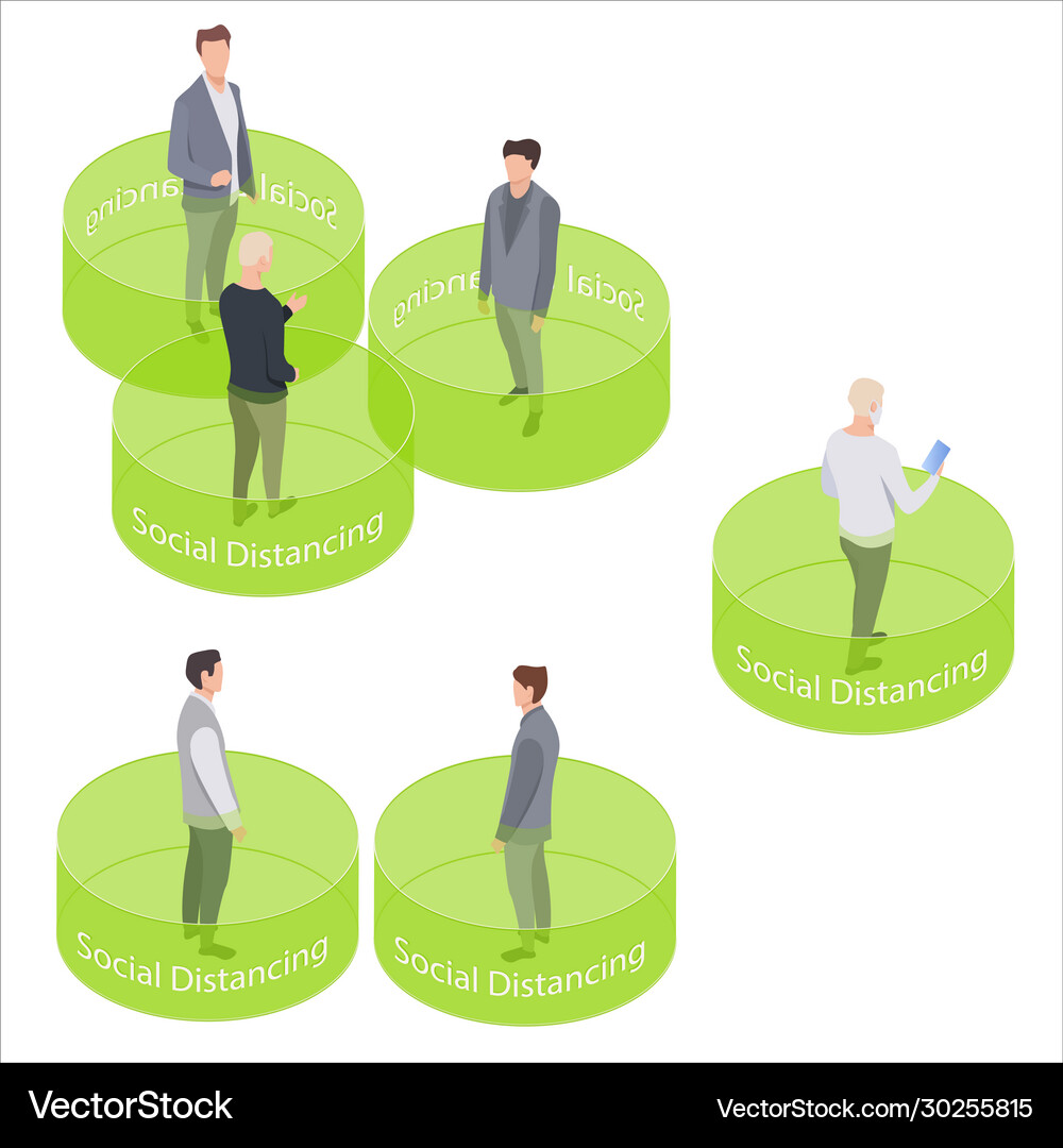 Isometric social distancing people keeping Vector Image