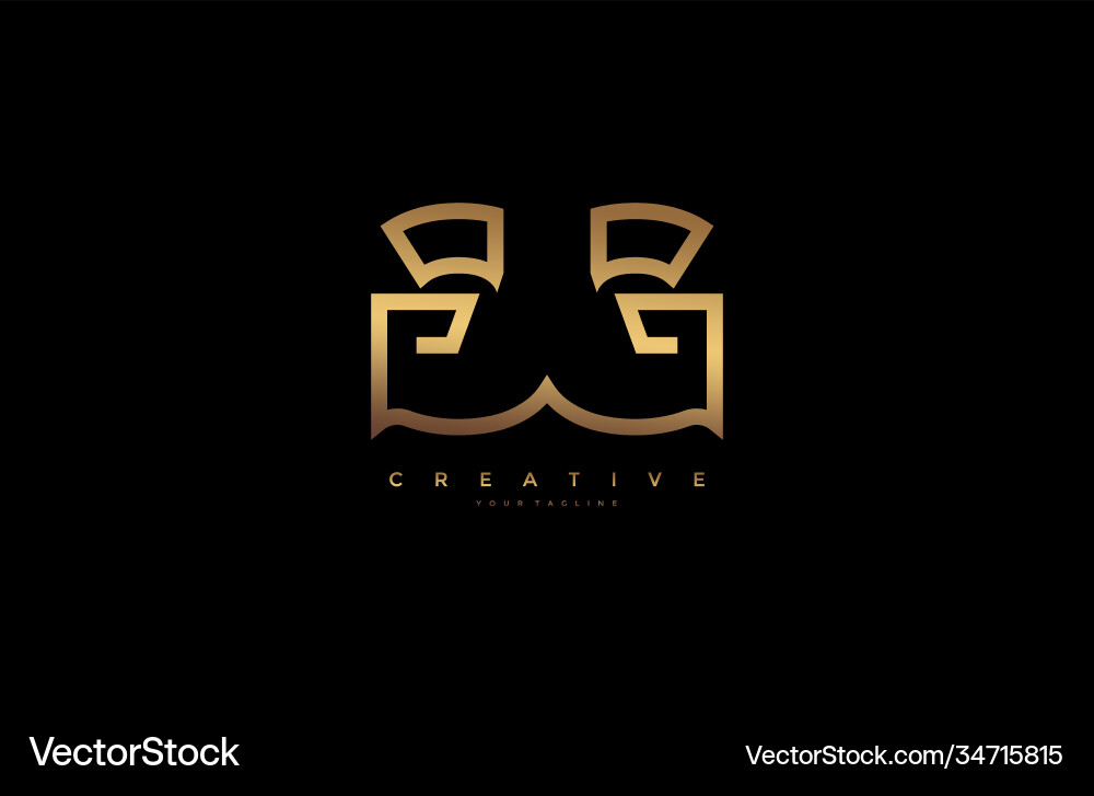 Letter gg monogram leaf logo golden Royalty Free Vector