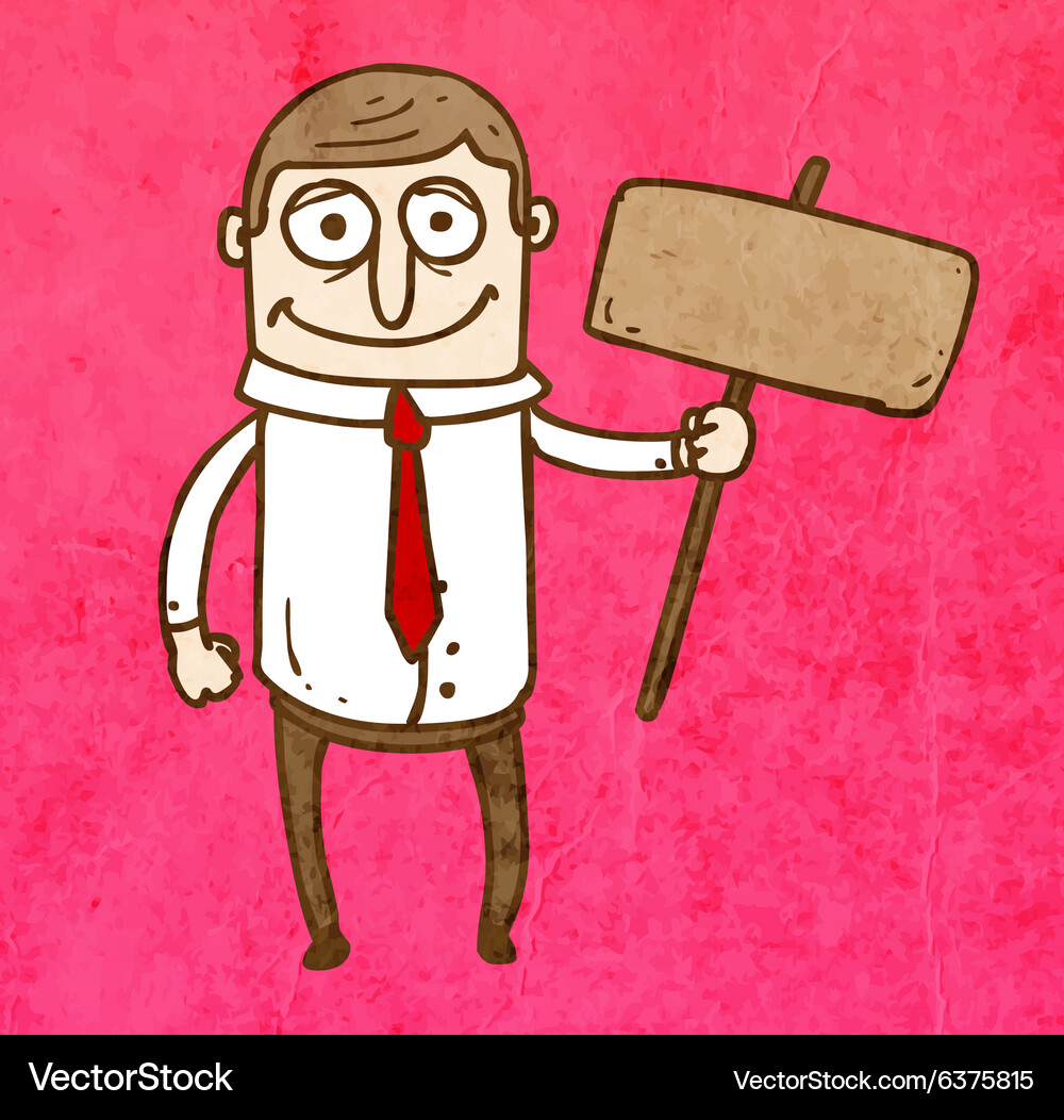 Man with a sign cartoon Royalty Free Vector Image