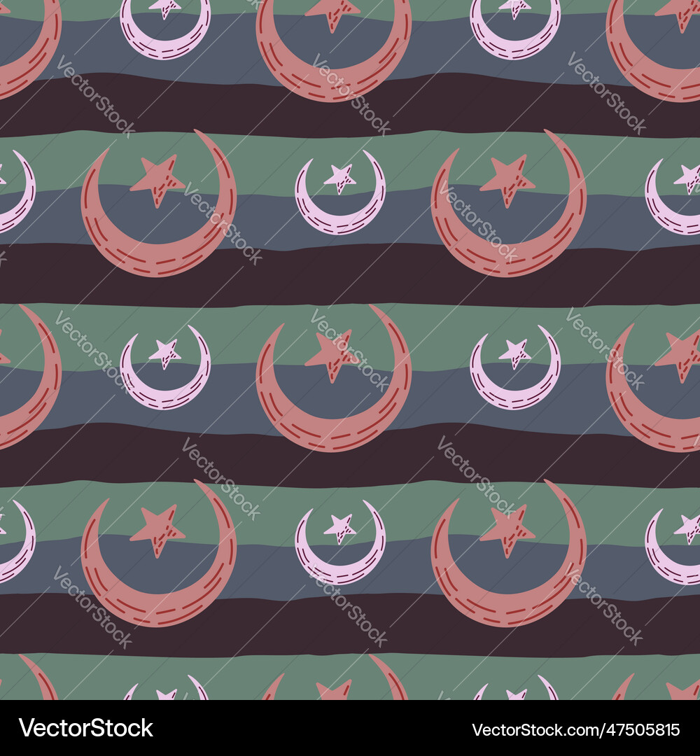 Seamless pattern with hand drawn moon and stars Vector Image