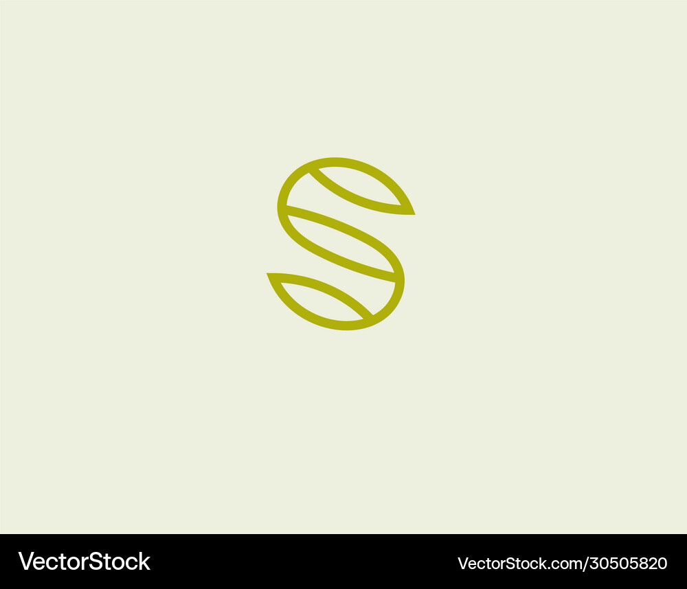 Creative green linear logo icon letter s floral Vector Image