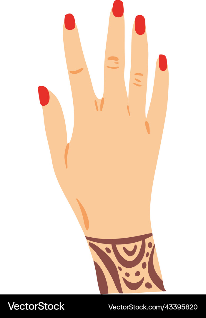 Female hand with tattoo Royalty Free Vector Image