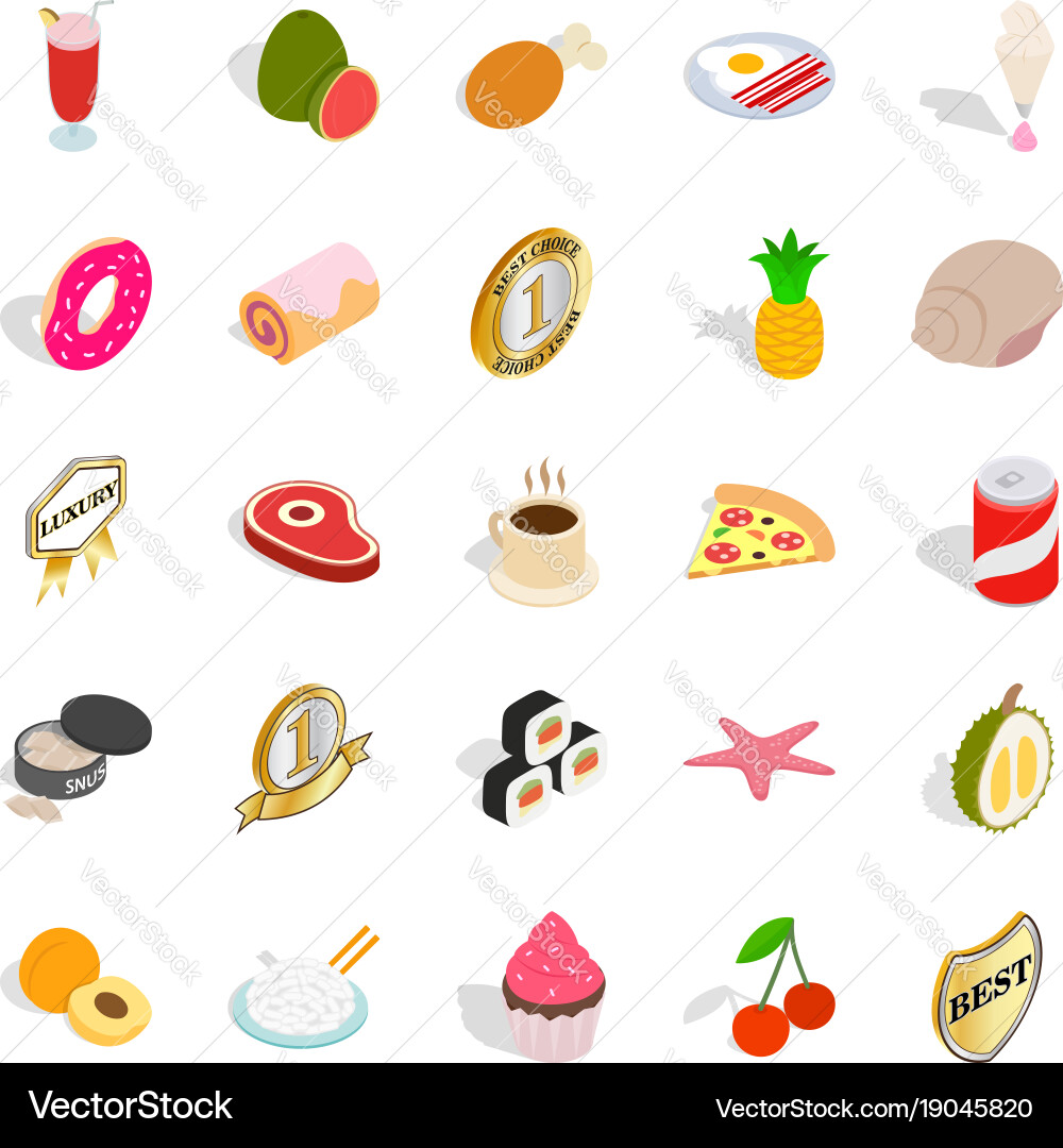 Flunkey icons set isometric style Royalty Free Vector Image