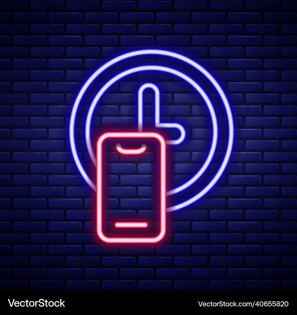 Glowing neon line round the clock delivery icon Vector Image