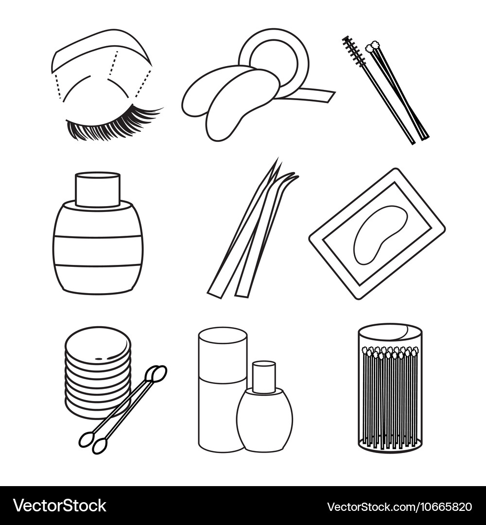 Hygiene icons lash extensions signs Royalty Free Vector