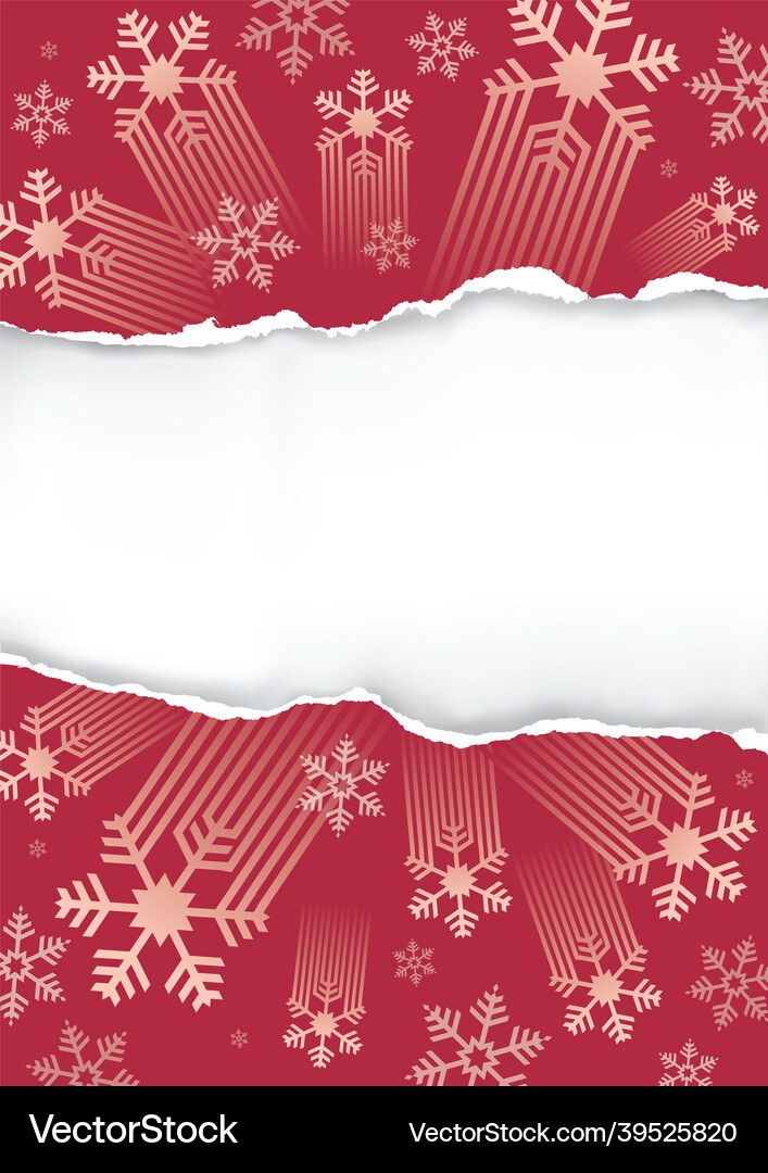 Red christmas background with torn paper Vector Image