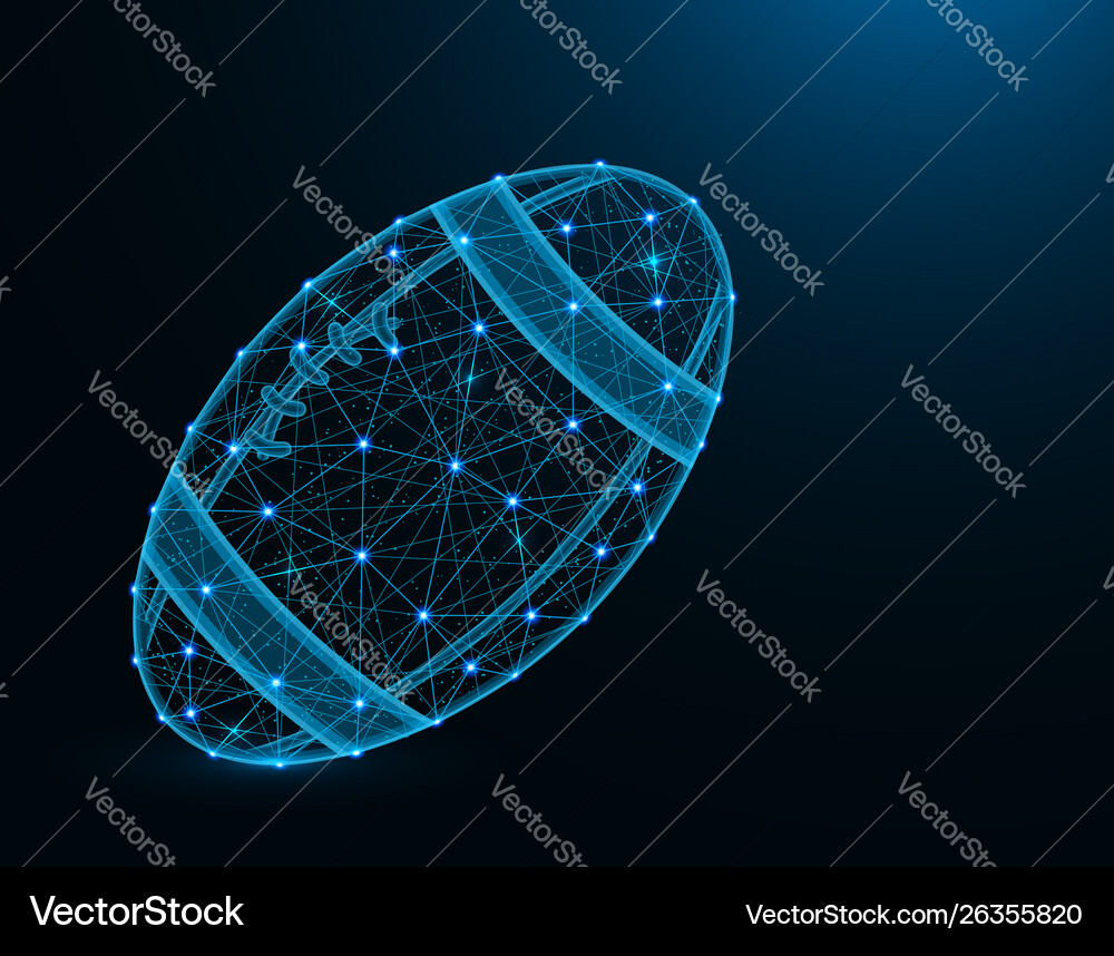 Rugby ball low poly model sport game abstract Vector Image