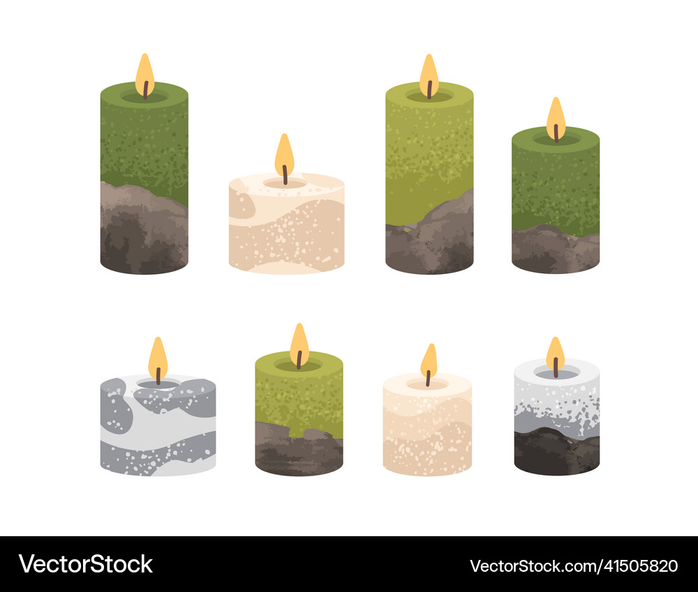 Scented candles set aromatic natural wax Vector Image