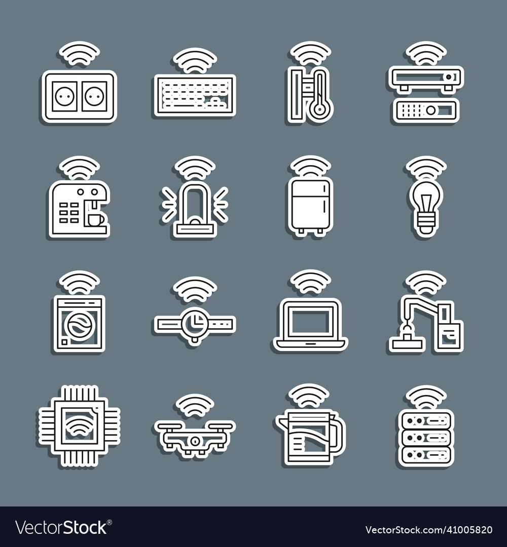 Set line smart server robotic robot arm hand Vector Image Set line smart server robotic robot arm hand Vector Image