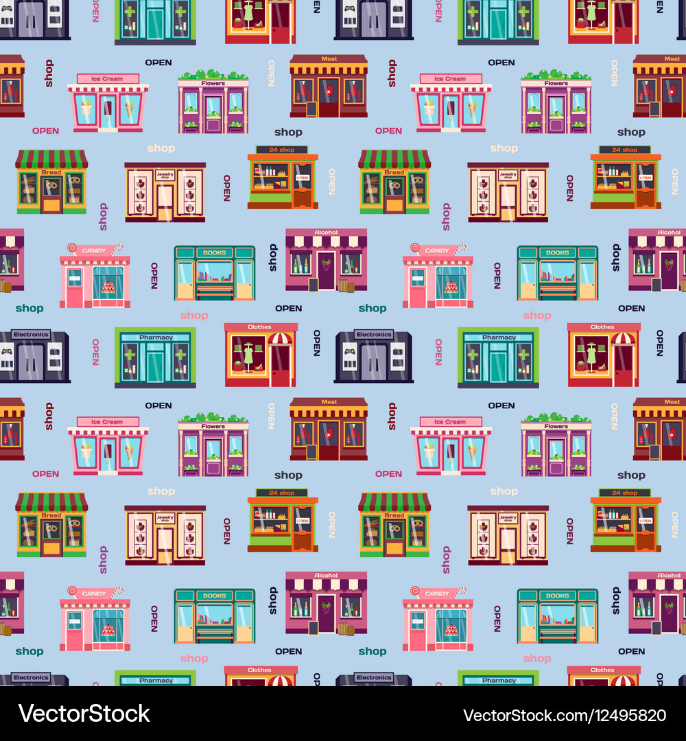 Shop facade pattern Royalty Free Vector Image - VectorStock