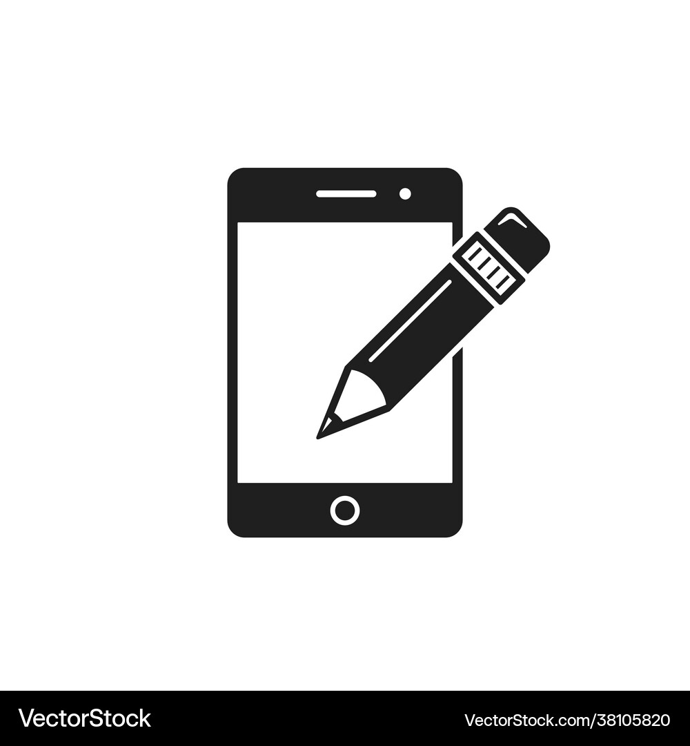 Smartphone edit pencil icon isolated in flat style