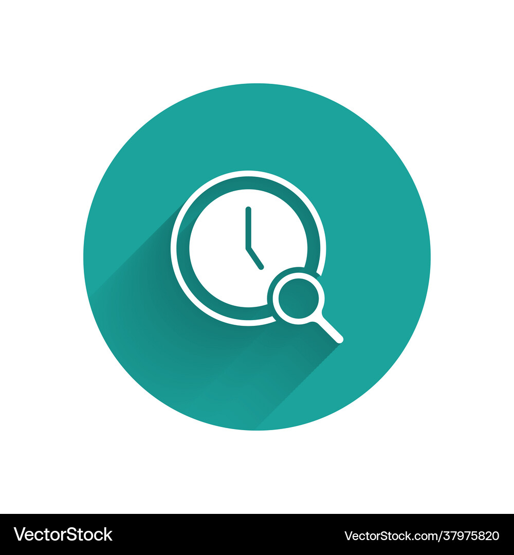 White magnifying glass with clock icon isolated Vector Image