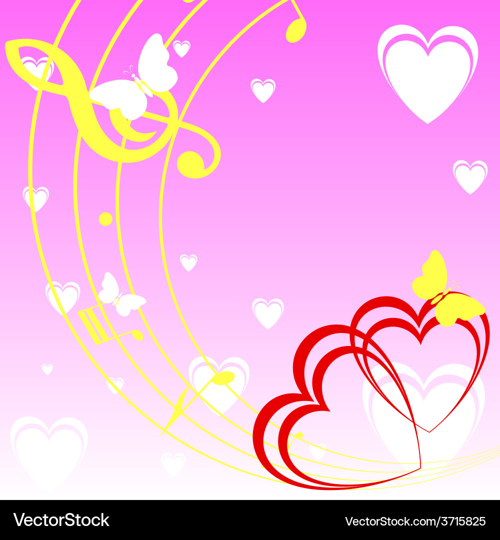 Background with heart and music Royalty Free Vector Image