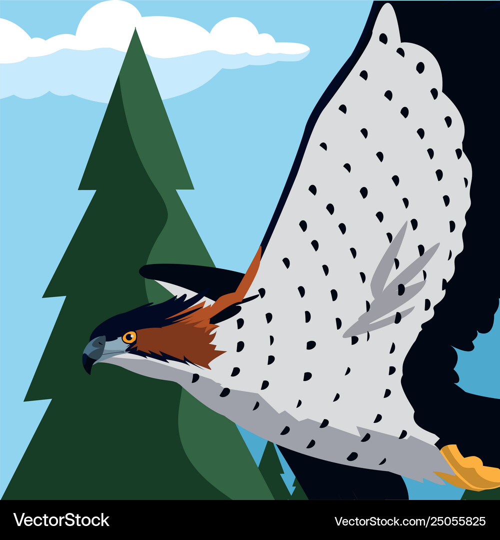 Beautiful hawk flying majestic bird Royalty Free Vector