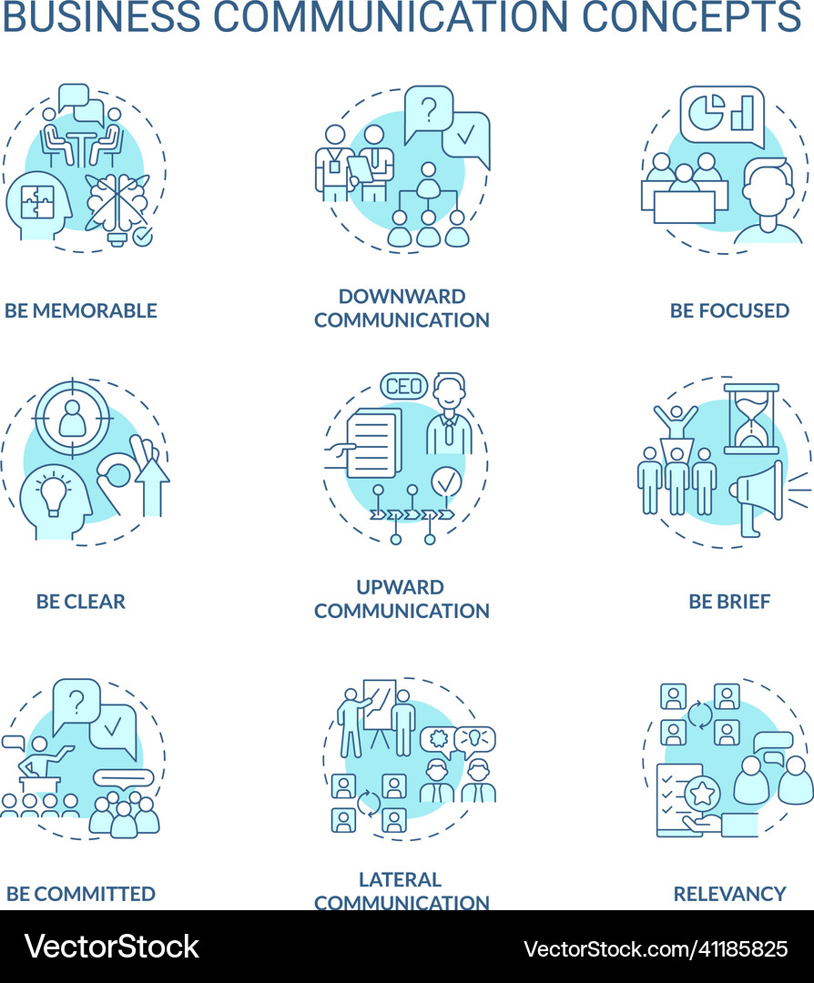 Business Communication Icon Set - Turquoise Vector Image