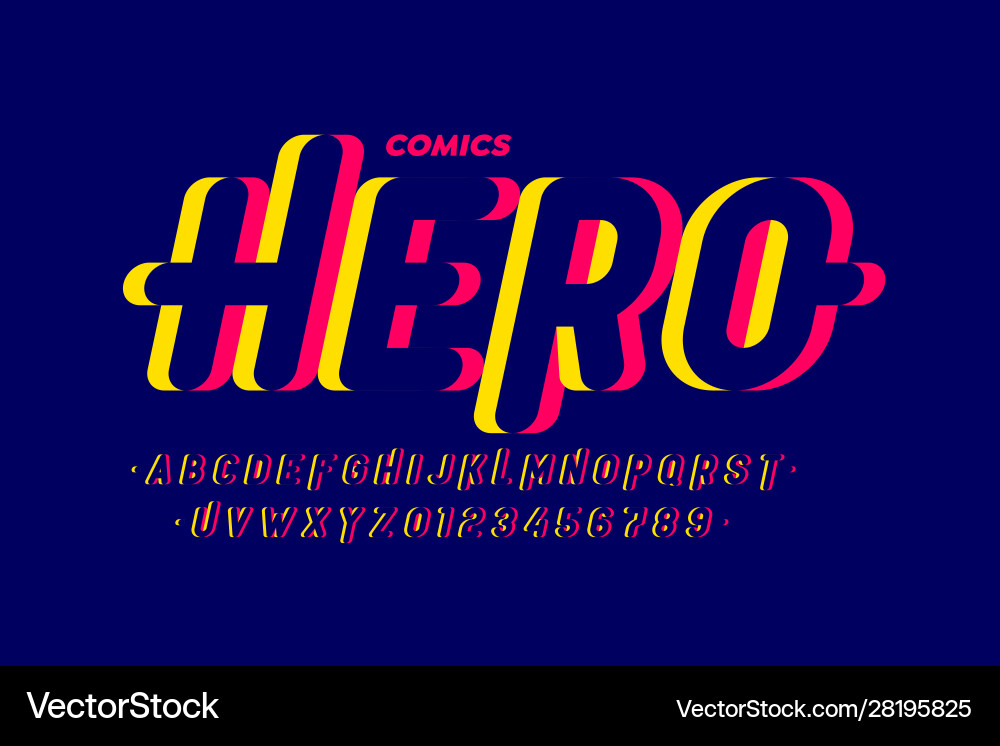 Comics style font super hero alphabet letters Vector Image