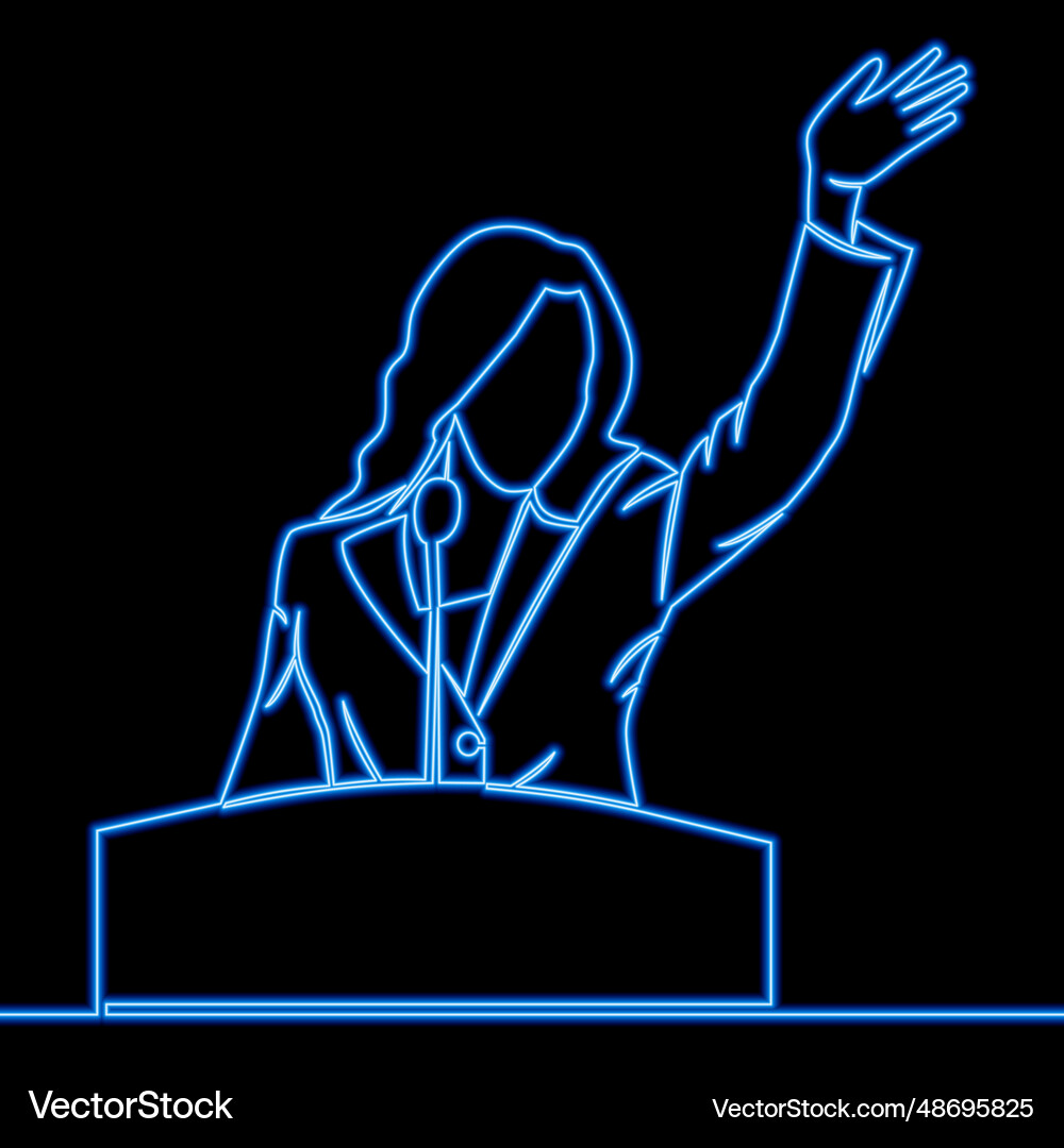 Continuous line drawing political speech neon Vector Image