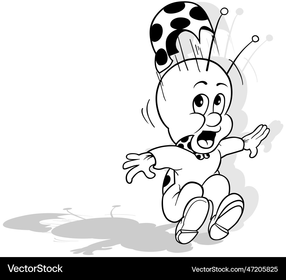 Drawing of a ladybug with shocked expression Vector Image