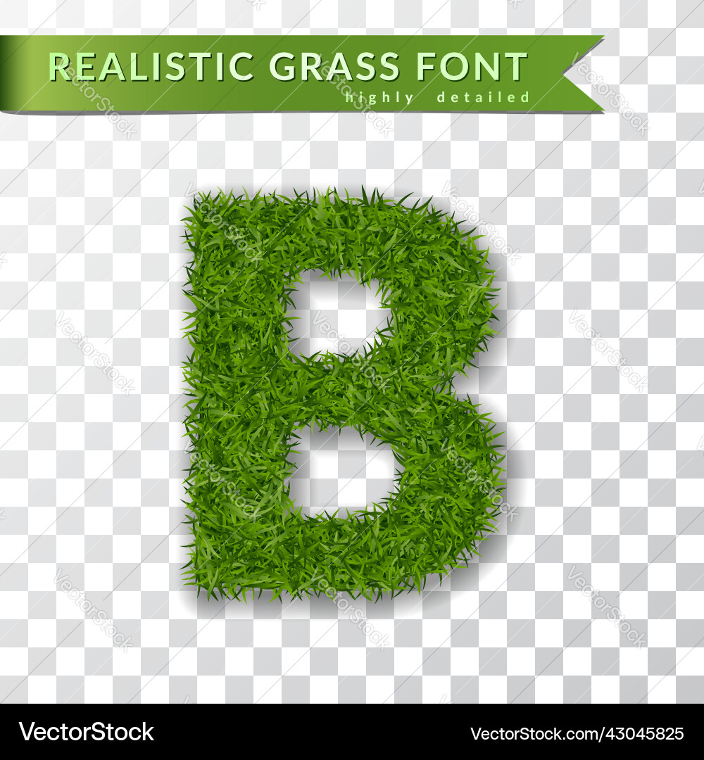 Grass letter b alphabet 3d design capital Vector Image