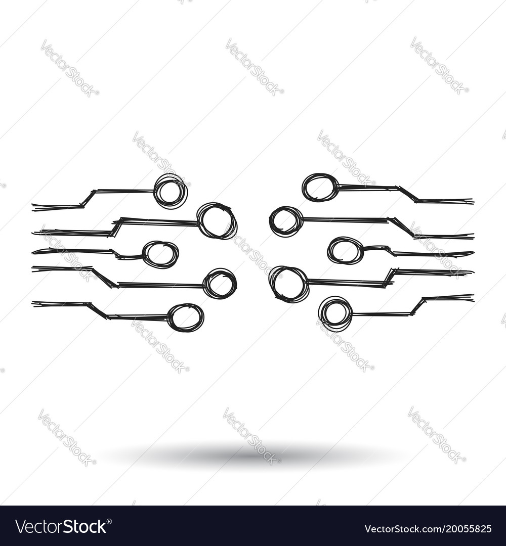 Hand drawn circuit board icon doodle scetch Vector Image Hand drawn circuit board icon doodle scetch Vector Image