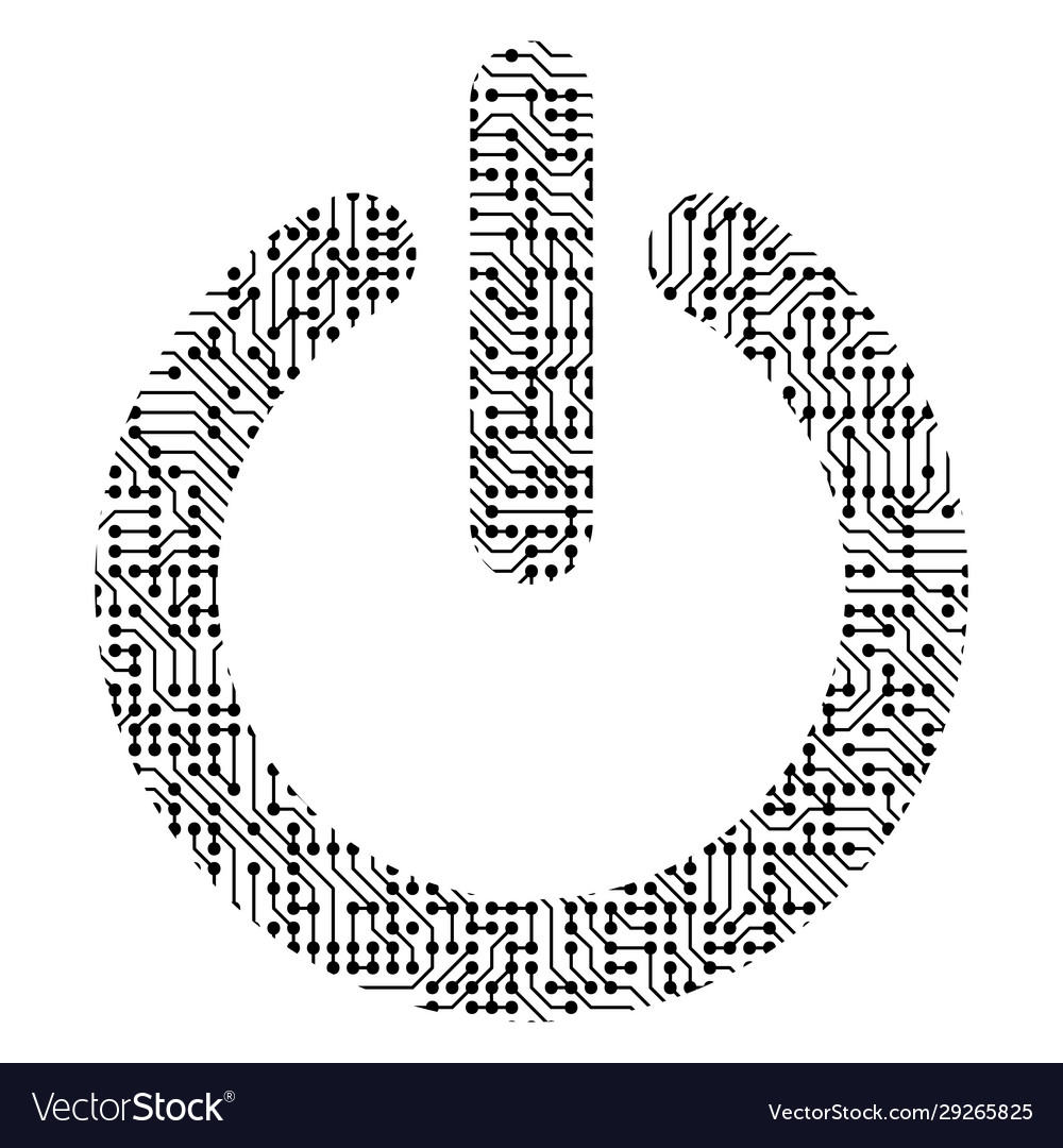 Power button icon from black printed board chip Vector Image