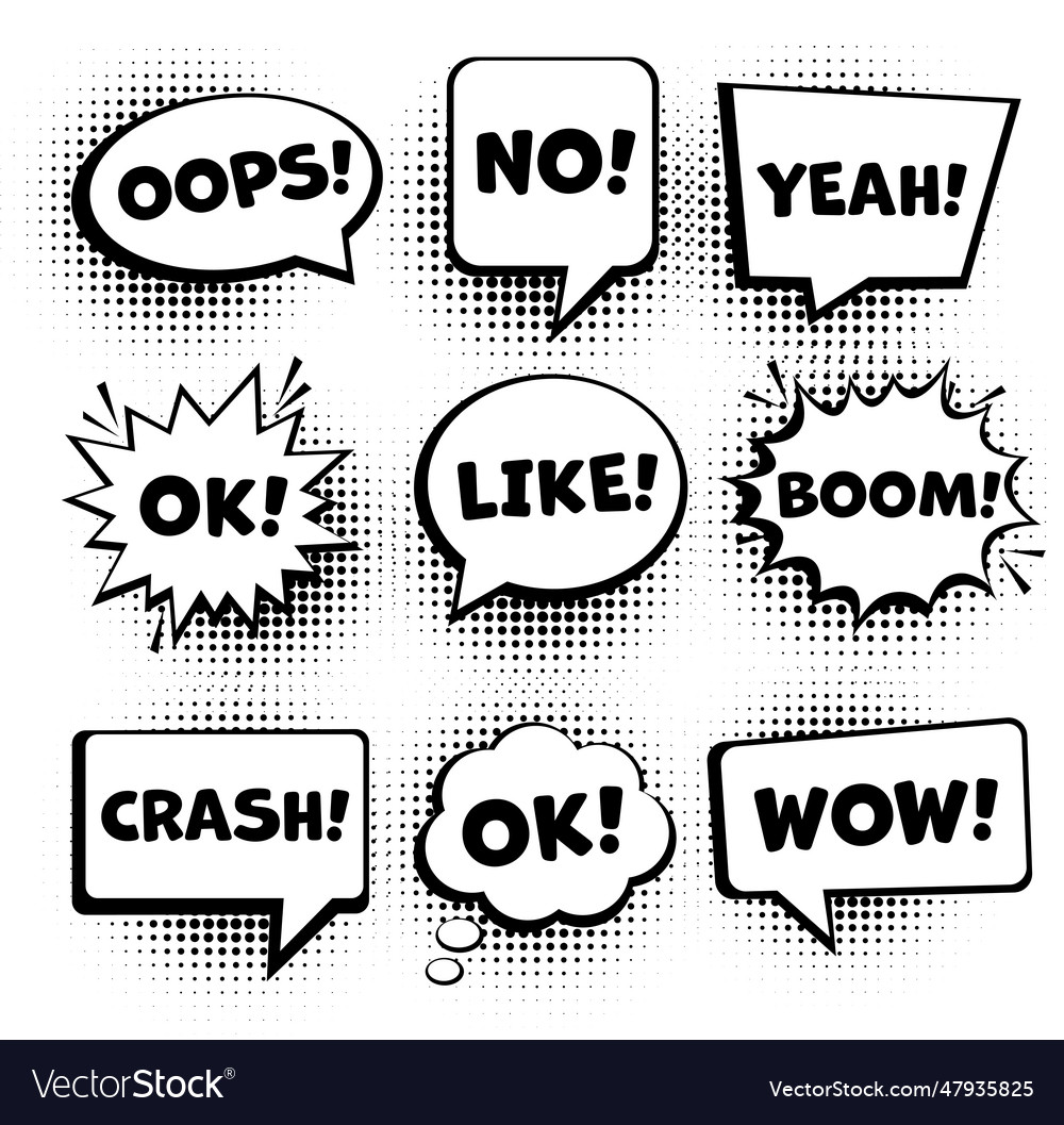 Retro Comic Speech Bubbles Set Empty Comic Speech Vector Image