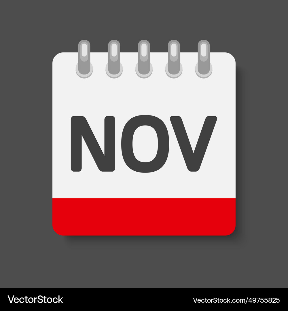 Template icon calendar month november Royalty Free Vector