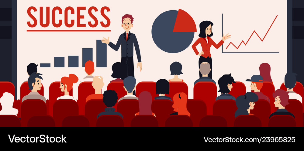 Two Speakers Addressing an Audience Royalty Free Vector