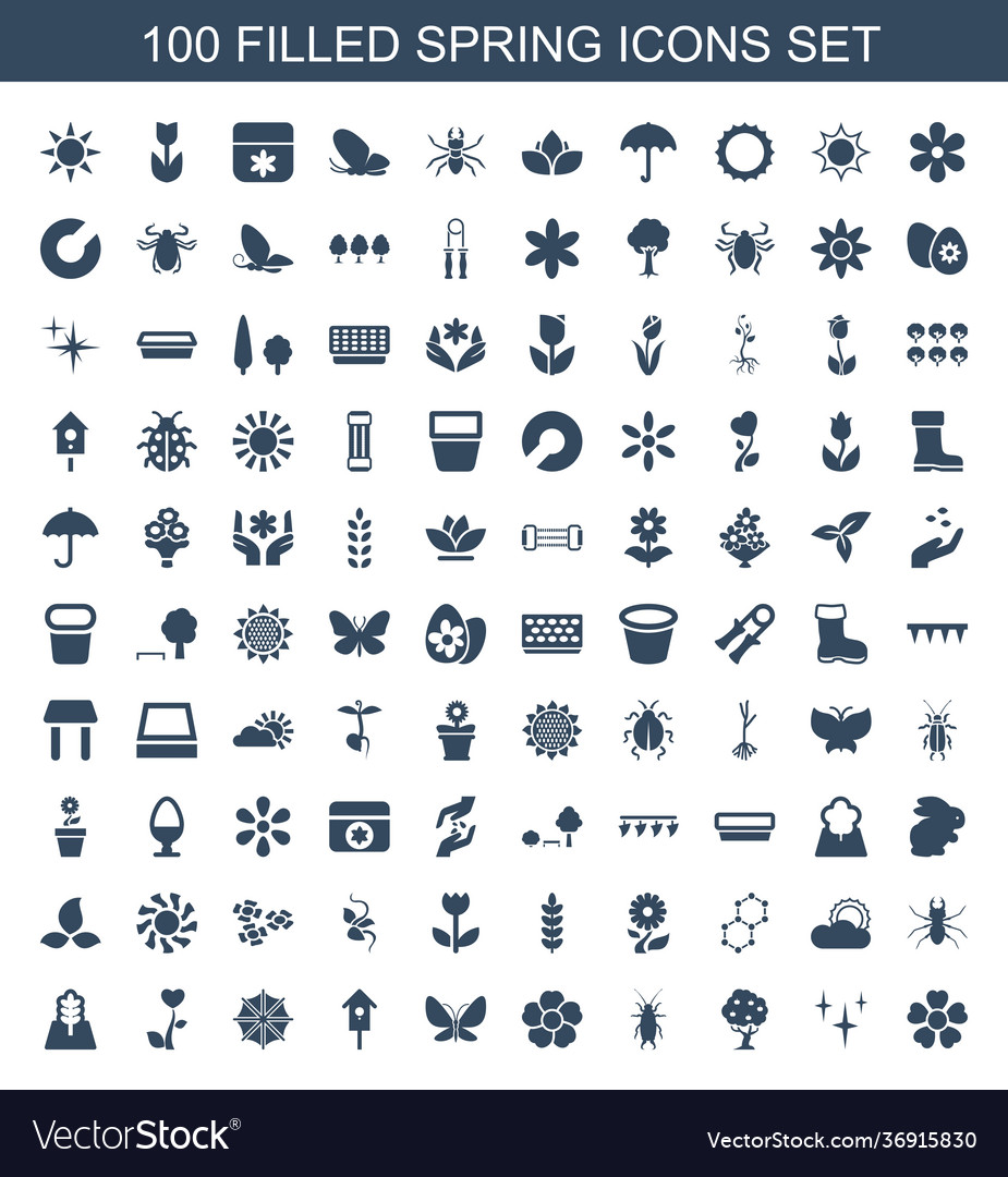 100 spring icons Royalty Free Vector Image - VectorStock