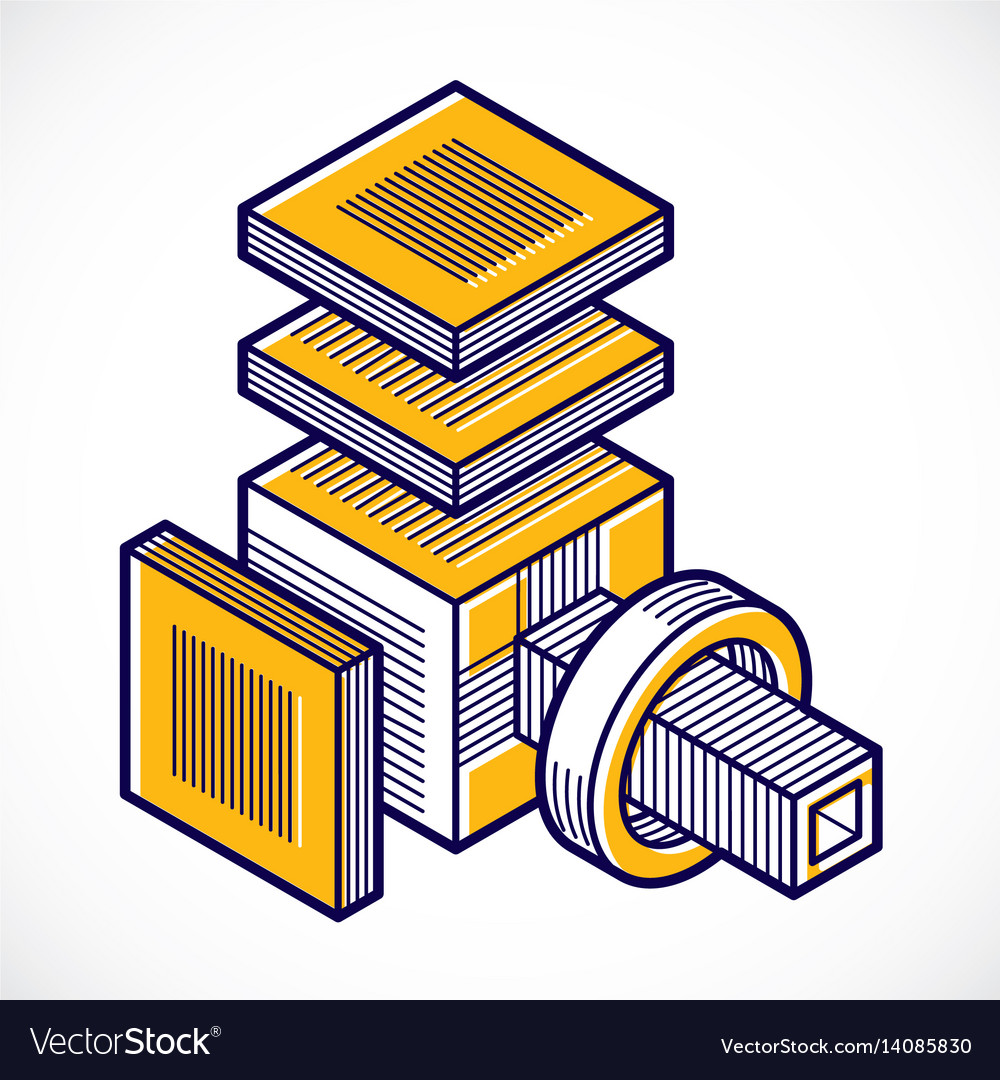 3d engineering abstract shape made using cubes Vector Image