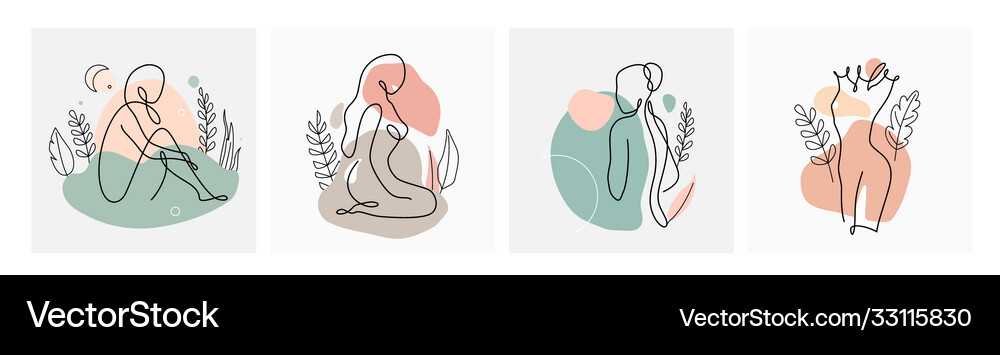 Abstract line woman background set Royalty Free Vector Image