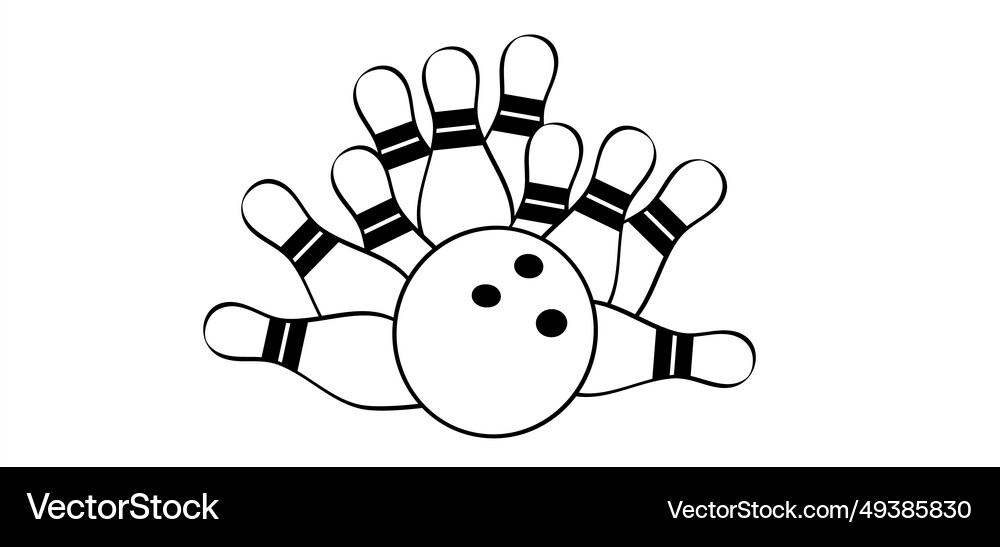 Bowling pin with stripes and ball kegling Vector Image