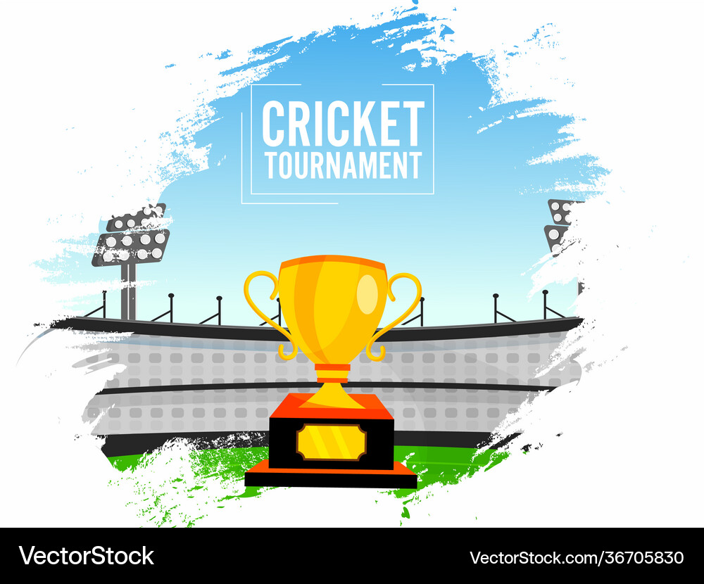 Cricket tournament concept with trophy cup Vector Image