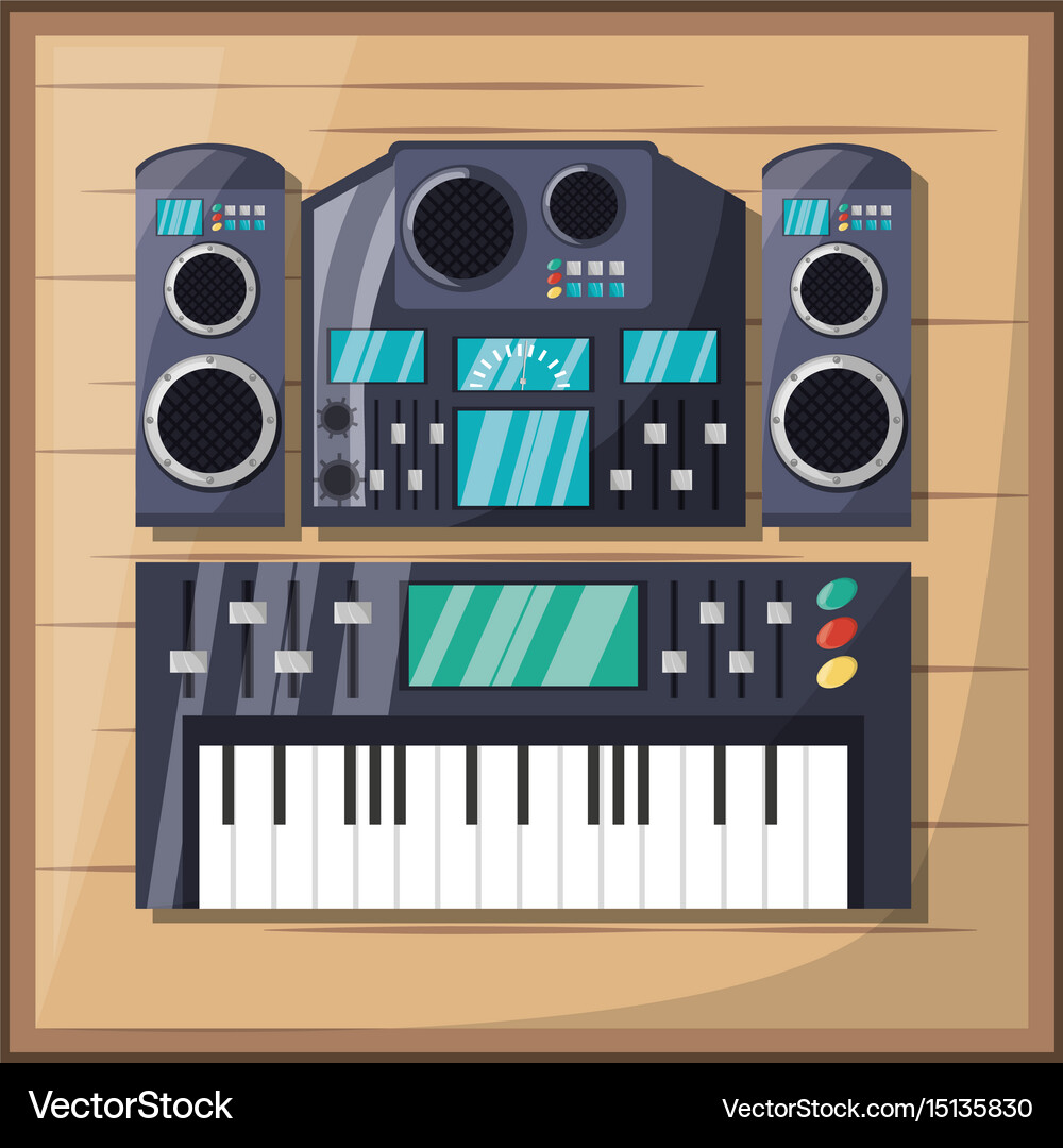 Electric keyboard with amplifier speaker and Vector Image